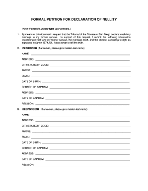 Fillable Online missionsandiego FORMAL PETITION FOR DECLARATION OF ...