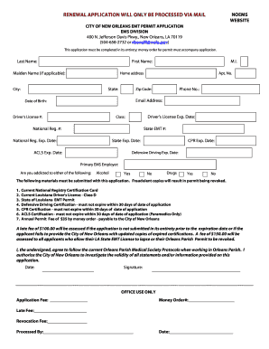 Fillable Online nola renewal application will only be processed via mail - City of New ... Fax ...