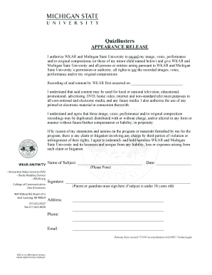 18 Printable appearance release form Templates - Fillable Samples in ...