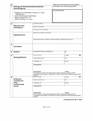 Fillable Online limburg 02 Formular Antrag auf denkmalschutzrechtliche ...