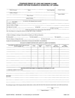 Fillable Online Loss/Damage Claim Form with Instructions - American Van Lines Fax Email Print ...