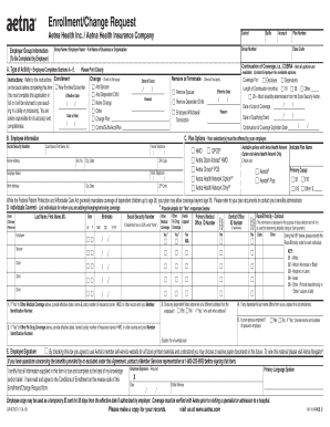 Fillable Online Enrollment/Change Request - Aetna. Enrollment/Change Request Fax Email Print ...