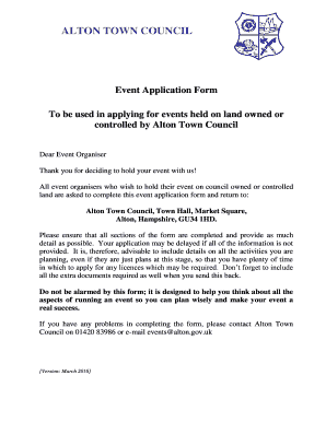 Fillable Online alton gov Event Application Form - Alton Town Council - alton gov Fax Email ...