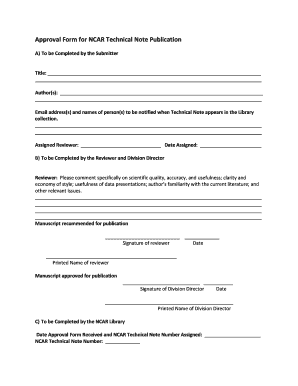 Fillable Online library ucar Approval Form for NCAR Technical Note ...