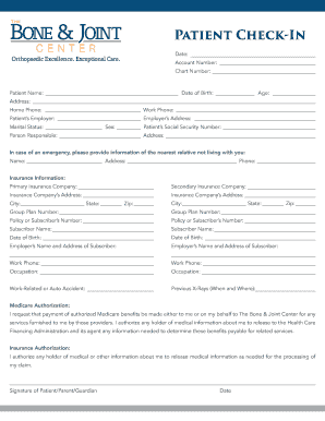 Fillable Online Patient Check-In Fax Email Print - pdfFiller