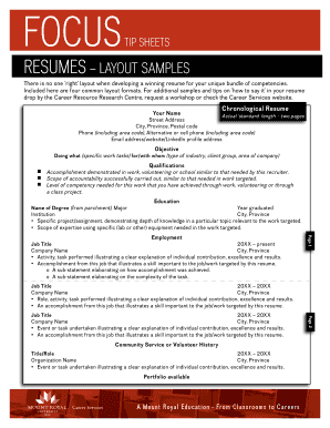 Fillable Online RESUMES LAYOUT SAMPLES Fax Email Print - pdfFiller