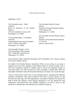 Fillable Online federalreserve Comments of the Florida Bankers ...