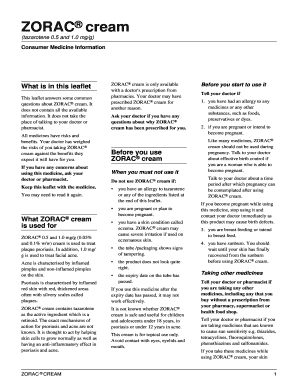 Fillable Online ZORAC cream Fax Email Print - pdfFiller