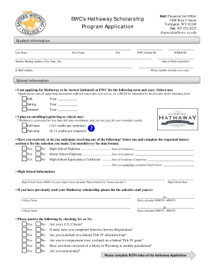 Fillable Online ewc wy EWC s Hathaway Scholarship Fax Email Print ...