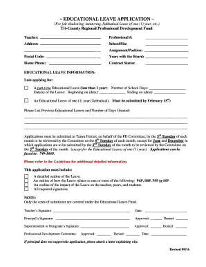 Fillable Online Educational Leave Application Update Fax Email Print ...