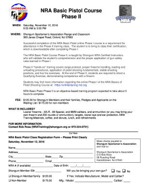 Fillable Online shongum NRA Basic Pistol Course Phase II - shongum.org ...