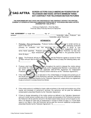 Fillable Online TELEVISION AND RADIO ARTISTS MINIMUM THREEDAY CONTRACT ...