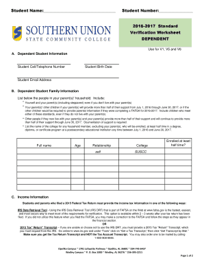 Fillable Online suscc Student Number: - suscc Fax Email Print - pdfFiller