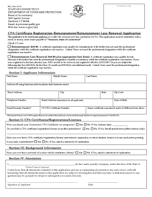 Fillable Online CPA Certificate Registration Reinstatement ...
