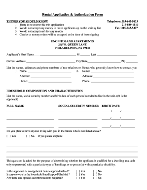 Fillable Online Rental Application & Authorization Form Fax Email Print ...