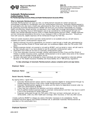 Fillable Online Automatic Reimbursement Authorization Form - Florida ...