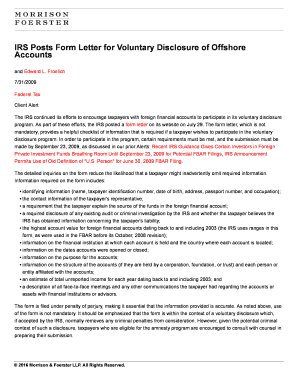 Fillable Online IRS Posts Form Letter for Voluntary Disclosure of ...