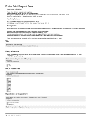 Fillable Online Poster Print Request Form. Student Organizations Form ...