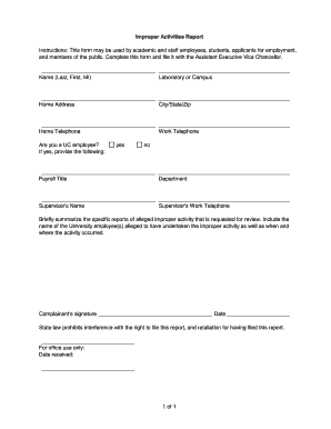 Fillable Online ethics ucdavis Whistleblower Complaint Form - Ethics at ...