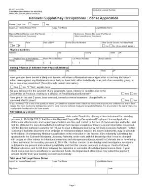 Fillable Online Renewal Support/Key Occupational License Application ...