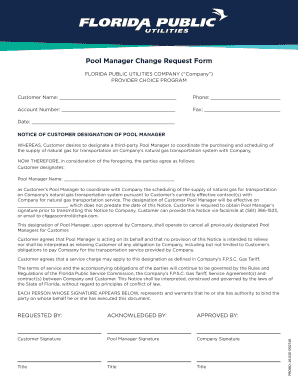 Fillable Online Pool Manager Change Request Form Fax Email Print - pdfFiller