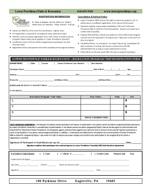 Fillable Online lowerprovidence REGISTRATION INFORMATION Cancellation & Refund - lowerprovidence ...