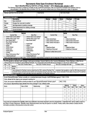 Fillable Online csus Sacramento State Open Enrollment Worksheet - csus Fax Email Print - pdfFiller