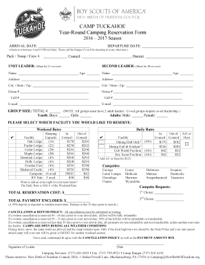 Fillable Online newbirthoffreedom 2016-2017 Camp Tuckahoe Year Round ...