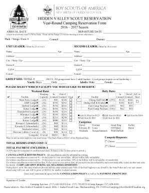 Fillable Online newbirthoffreedom 2016-2017 Hidden Valley Year Round ...