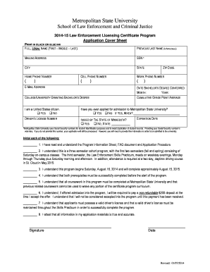 Fillable Online Law Enforcement Licensing Certificate Program Cohort ...