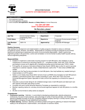 Fillable Online SAFETY ENVIRONMENTAL INTERN Fax Email Print - pdfFiller