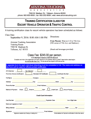 Fillable Online RAINING CERTIFICATION CLASS FOR ESCORT EHICLE Fax Email ...