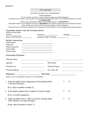 Fillable Online Prior Authorization Please contact Aetna Better Health ...