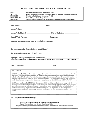 Fillable Online INSTITUTIONAL DOCUMENTATION FOR UNOFFICIAL VISIT Fax Email Print - pdfFiller