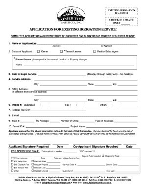 Fillable Online EXISTING IRRIGATION Fax Email Print - pdfFiller