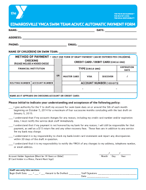 Fillable Online edwardsville ymca swim team ach/cc automatic payment form Fax Email Print ...