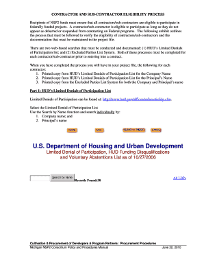 Fillable Online CONTRACTOR AND SUB-CONTRACTOR ELIGIBILITY PROCESS Fax ...