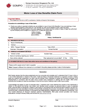 Fillable Online Motor Loss of Use Benefits Claim Form Fax Email Print ...