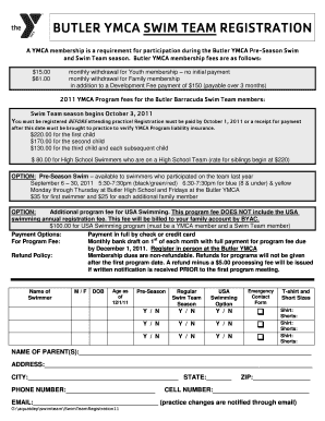 Fillable Online A YMCA membership is a requirement for participation ...