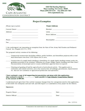 Fillable Online capeatlantic project exemption form on letterhead ...