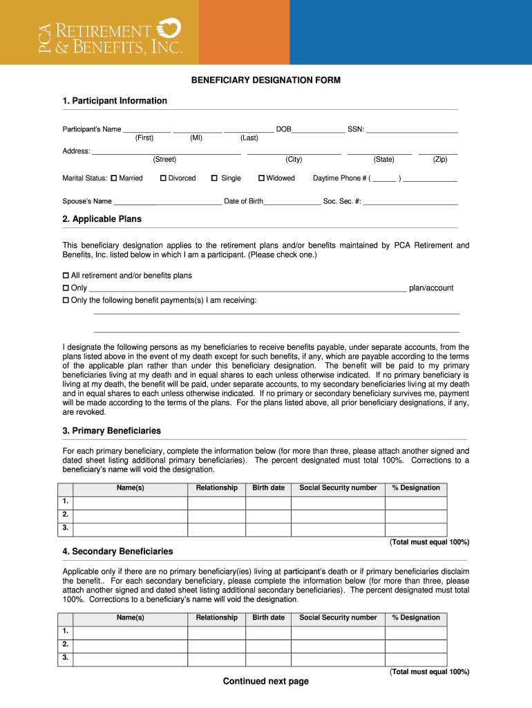 Fillable Online pcarbi Participant s Name DOB SSN: Fax Email Print - pdfFiller