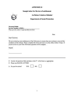 Fillable Online welfare Sample letter for Review of entitlement ...