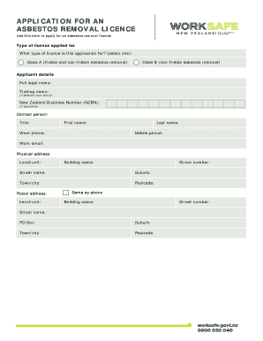 Fillable Online application for an asbestos removal licence - Worksafe ...
