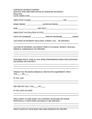 Fillable Online csbsju EXPOSURE INCIDENT REPORT.doc - csbsju Fax Email ...