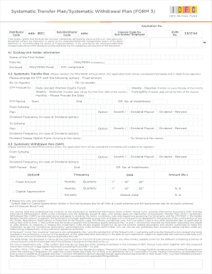 Fillable Online unique-consultants Systematic Transfer Plan/Systematic Withdrawal Plan (FORM 3 ...