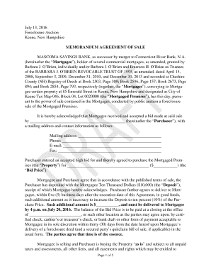 Fillable Online Memorandum Agreement of Sale - JSJ Auctions Fax Email ...