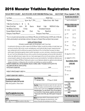 Fillable Online Microsoft PowerPoint - 2016 Monster Triathlon ...