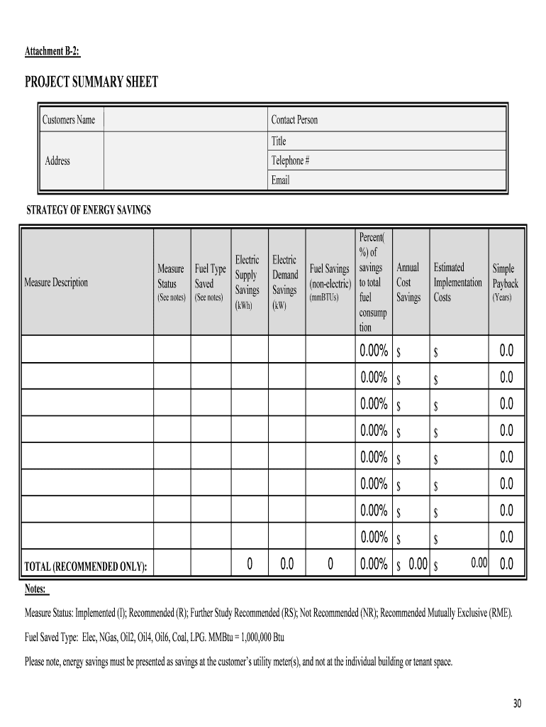 Fillable Online PON 1746 FlexTech Attachment B-2. Project Summary ...