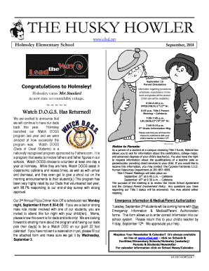 Fillable Online holmsley cfisd the husky howler - Holmsley Elementary ...
