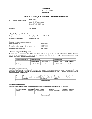 Fillable Online ASIC Form Notice of change of interests of... Fax Email ...